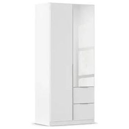 Drehtürenschrank Rauch "Kleiderschrank Schrank Garderobe AGORDO mit Dekor- oder Hochglanzfront", weiß (alpinweiß), B:91cm H:210cm T:54cm, Holzwerkstoff, Schränke, mit Außenschubkästen, in 6 Breiten und 2 Höhen MADE IN GERMANY