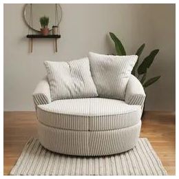 Drehsessel Inosign "AMECA, Love Seat XXL, Lese-Sessel, Big-Sessel 122 x 126 76 cm" Sessel Gr. Breitcord, Mit Drehfunktion, Drehfunktion, B/H/T: 122cm x 76cm x 126cm, grau (hellgrau) mit Mega-Cordstoff, Drehfunktion und Federkern