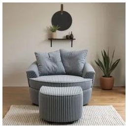 Drehsessel Inosign "AMECA, Love Seat XXL, Lese-Sessel, Big-Sessel 122 x 126 76 cm" Sessel Gr. Breitcord, Mit Drehfunktion, Drehfunktion, B/H/T: 122cm x 76cm x 126cm, grau (dunkelgrau) mit Mega-Cordstoff, Drehfunktion und Federkern