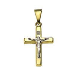 Ketten-Anhänger Vivance "333 Gold zweifarbig Motiv Kreuz" Schmuckanhänger Gr. ONE-SIZE, Gold, 0,3 g, bunt (mehrfarbig) Damen