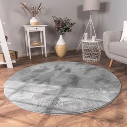 Fellteppich Paco Home "Kunstfell Soft 380", grau (anthrazit), H:14mm Ø:200cm, Polyester, Teppiche, Fellteppich, Langflor, Kuschelteppich - besonders weich, Uni-Farben