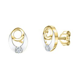 Paar Ohrstecker Vivance "375/- Gelbgold bicolor Zirkonia" Ohrringe Gr. ONE-SIZE, Gold, bunt (mehrfarbig, weiß) Damen