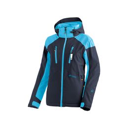 Skijacke Maier Sports "Vratna", Damen, Gr. 42, blau (dunkelblau), 100% Polyester, hoch geschlossener Ausschnitt, Jacken, Damen Winterjacke, wind/wasserdicht, 4 RV-Taschen und Kapuze