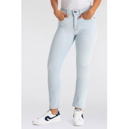 Levi's Straight-Jeans LEVI'S "724 High Rise Straight", Damen, Gr. 27, Länge 32, blau (kinda fresh), Jeans, Obermaterial: 85% Baumwolle, 7% Lyocell, 6% Elastomultiester, 2% Elasthan, casual, straight fit lang, Jeans