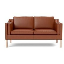 Fredericia Mogensen 2212 Sofa, eiche hell geölt / leder cera 905 russet brown