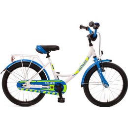 Kinderfahrrad Bachtenkirch "Kinderfahrrad "POLIZEI" kristall-weiß/blau/neon" Gr. 31, weiß (kristall, weiß, blau, blau), Fahrräder, Kinder, 31cm, 18 Zoll (45,72cm)