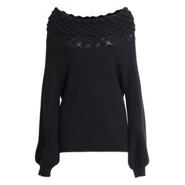 Influencer Pullover 'Fancy' Damen Gr&ouml;&szlig;e S schwarz