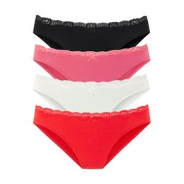Lascana Slip Damen Gr&ouml;&szlig;e XXS pink / blutrot / schwarz / wei&szlig;