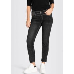 Straight-Jeans MAC "RICH SLIM", Damen, Gr. 40, Länge 28, grau (anthra used), Denim/Jeans, Obermaterial: 71% Baumwolle, 16% Polyester, 11% Modal, 2% sonstige Fasern, casual, slim fit, Jeans