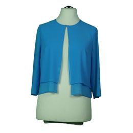 Kurzblazer "HERMANN LANGE Collection Kurzblazer Celine", Damen, Gr. 44, blau (bergblau), 100% Polyester, HERMANN LANGE Collection, Blazer