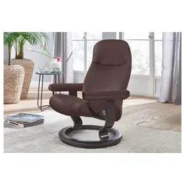 Relaxsessel stressless "Garda", braun (braun batick), B:85cm H:100cm T:77cm, Leder BATICK: durchgefärbtes und genarbtes Möbelleder, Sessel, mit Classic Base, Größe L, Gestell Wenge