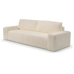 Schlafsofa WERK2 "Hugo" Sofas Gr. B/H/T: 257cm x 85cm x 102cm, Breitcord, Schlaffunktion und Bettkasten, beige (creme) Design 2-Sitzer Sofa in Cord mit Schlaffunktion & Bettkasten