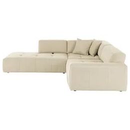 Ecksofa 3C Candy "Yoshy L-Form" Sofas Gr. B/H/T: 285cm x 74cm x 268cm, Flachgewebe, langer Schenkel links, beige (natur) Zwei verschiedene Sitztiefen durch verstellbare Rückenlehne