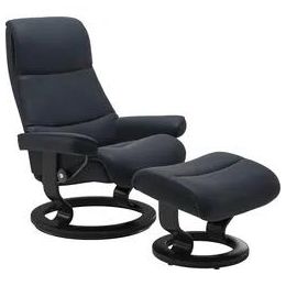 Relaxsessel stressless "View" Sessel Gr. Leder PALOMA, Cross Base Schwarz, Relaxfunktion-Drehfunktion-PlusTMSystem-Gleitsystem, B/H/T: 82cm x 108cm x 81cm, blau (shadow paloma) mit Classic Base, Größe M,Gestell Schwarz