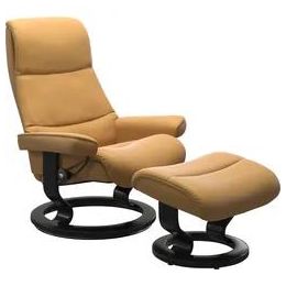 Relaxsessel stressless "View" Sessel Gr. Material Bezug, Cross Base Schwarz, Ausführung Funktion, Größe B/H/T, gelb (honey) mit Classic Base, Größe M,Gestell Schwarz