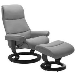 Relaxsessel stressless "View" Sessel Gr. Leder BATICK, Cross Base Schwarz, Relaxfunktion-Drehfunktion-PlusTMSystem-Gleitsystem, B/H/T: 82cm x 108cm x 81cm, grau (wild dove batick) mit Classic Base, Größe M,Gestell Schwarz