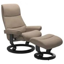 Relaxsessel stressless "View" Sessel Gr. ROHLEDER Stoff Q2 FARON, Cross Base Schwarz, Relaxfunktion-Drehfunktion-PlusTMSystem-Gleitsystem, B/H/T: 82cm x 108cm x 81cm, beige (beige q2 faron) mit Classic Base, Größe M,Gestell Schwarz