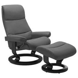 Relaxsessel stressless "View" Sessel Gr. Leder BATICK, Cross Base Schwarz, Relaxfunktion-Drehfunktion-PlusTMSystem-Gleitsystem, B/H/T: 82cm x 108cm x 81cm, grau (grau batick) mit Classic Base, Größe M,Gestell Schwarz