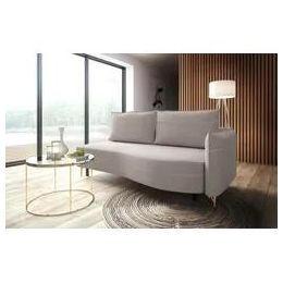 Loungesofa exxpo - SOFA FASHION "mit toller Kontrastnaht, Solitärmöbel, bequem, schmale Armlehne" Sofas Gr. B/H/T: 212cm x 93cm x 114cm, Armlehne rechts, beige Lounge-Sofa Schlafsofa mit Bettfunktion und Bettkasten, komfortabler Federkern