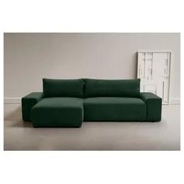 Ecksofa Inosign "Amsterdam" Sofas Gr. B/H/T: 300cm x 76cm x 150cm, Cord, Ottomane links, Ottomane links, grün (moosgrün) Design Ecksofa mit hohem Komfort, Schlaffunktion & Bettkasten