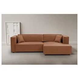 Ecksofa Inosign "Atlanta" Sofas Gr. B/H/T: 280cm x 76cm x 147cm, Kunstleder, Ottomane rechts, Ottomane rechts, orange Design Ecksofa mit hohem Komfort, Schlaffunktion & Bettkasten