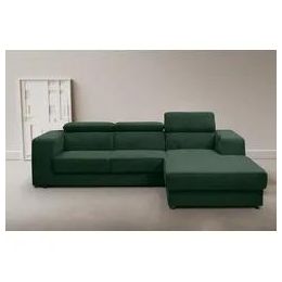 Ecksofa Inosign "Cherry" Sofas Gr. B/H/T: 270cm x 76cm x 192cm, Cord, Ottomane rechts, Ottomane rechts, grün (moosgrün) Ecksofa mit verstellbaren Kopfteilen, Schlaffunktion & Bettkasten