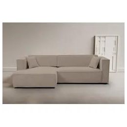 Ecksofa Inosign "Atlanta" Sofas Gr. B/H/T: 280cm x 76cm x 147cm, Cord, Ottomane links, Ottomane links, beige (greige) Design Ecksofa mit hohem Komfort, Schlaffunktion & Bettkasten