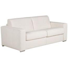 Schlafsofa mit Matratze 3-Sitzer - 100% Büffelleder - Matratze 14 cm - Weiß - delectea ii