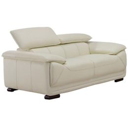 Vente-unique - Ledersofa 2-Sitzer - Elfenbein - macelo