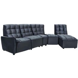 Vente-unique - Ecksofa mit Relaxfunktion verstellbar - Samt - Anthrazit - alford