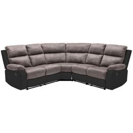 Relaxsofa Ecksofa - Microfaser & Kunstleder - Grau & Schwarz - tolzano