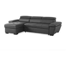 Vente-unique - Ecksofa mit Schlaffunktion - Leder - Ecke Links - Anthrazit - jonova