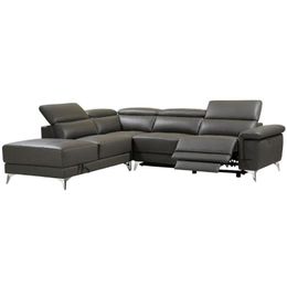 Vente-unique - Relaxsofa Ecksofa Leder elektrisch - Ecke Links - Anthrazit - pascaline