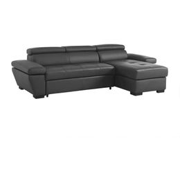 Vente-unique - Ecksofa Leder mit Schlaffunktion - Ecke Rechts - Anthrazit - jonova