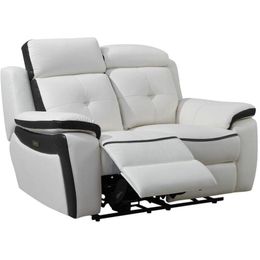 Relaxsofa Leder elektrisch 2-Sitzer - Weiß & Anthrazit - angelique