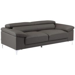 Vente-unique - Ledersofa 3-Sitzer - Anthrazit - solange