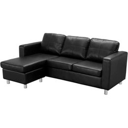 Vente-unique - Ecksofa - Kunstleder - Schwarz - ackley