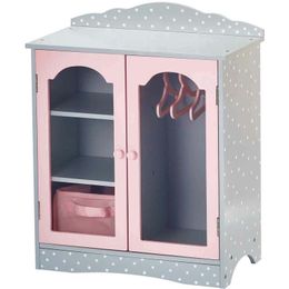 Puppenschrank Holz Puppenzubehör Babypuppen Spielzeug Olivias World TD-0210AG - Rosa/Grau