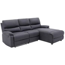 Vente-unique - Ecksofa Relaxsofa elektrisch - Stoff - Ecke Rechts - Anthrazit - lunano