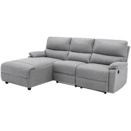 Ecksofa Relaxsofa elektrisch - Stoff - Ecke Links - Hellgrau - lunano