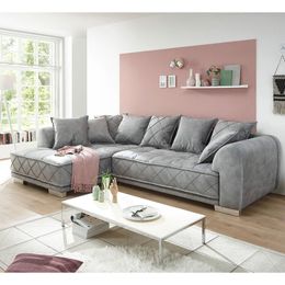 Lomadox - Ecksofa mit 8 Rückenkissen in grau, L-Form, Serie SVENDBORG-09