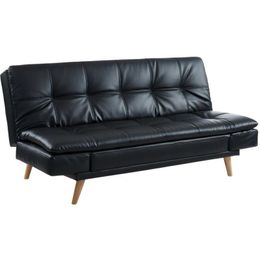 Vente-unique - Schlafsofa Klappsofa 3-Sitzer - Kunstleder - Schwarz - zarina