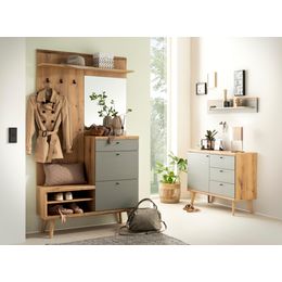 Garderoben-Set Inosign "Mavas, Garderobe mit Stauraum, Garderobenschrank im Scandic Design" Kastenmöbel-Sets Gr. B/H/T: 237cm x 200cm x 34cm, braun (evoke eiche, salbei) ausreichend Stauraum, für kleine Räume geeignet, 237 cm breit