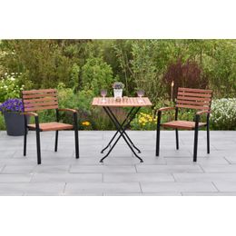 Garten-Essgruppe Merxx "»Schlossgarten«", beige (natur, natur, schwarz), Massivholz, Sitzmöbel-Sets, Tisch klappbar: LxB: 75x75 cm