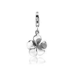 Charm-Einhänger NENALINA "Anhänger Frangipani Blüte Flower 925 Silber" Charms Gr. ohne Stein, silberfarben (silber) Damen