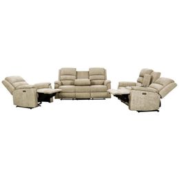 Couchgarnitur mit elektrischer Relaxfunktion 3+2+1 - Stoff - Taupe - nevers