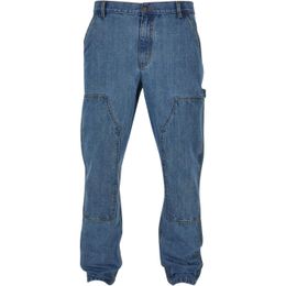 Bequeme Jeans Urban Classics "Urban Classics Herren Double Knee Jeans" Gr. 36, Normalgrößen, blau (light blau washed), Herren, 100% Baumwolle, unifarben, Jeans