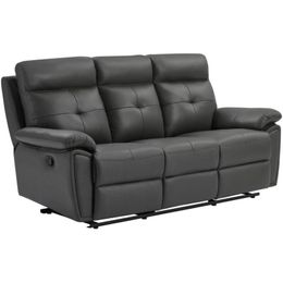 Relaxsofa 3-Sitzer - Leder- Grau - vineta