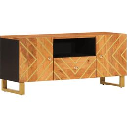 TV-Schrank Braun und Schwarz 105x33,5x46 cm Massivholz Mango vidaXL