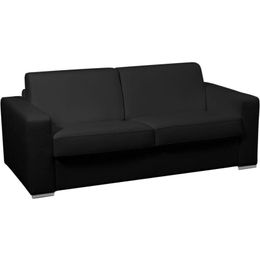 Schlafsofa mit Matratze 3-Sitzer - 100% Büffelleder - schwarz - Matratze 18 cm - delectea ii